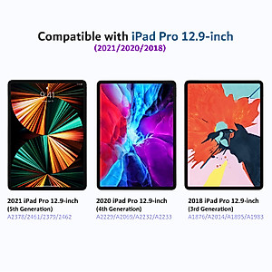 [2 Pack] iPad Pro 12.9 Screen Protector,Tempered Glass for iPad Pro 12.9 Inch 2021/2020/2018 (5th/4th/3rd Gen),Compatible with Apple Pencil