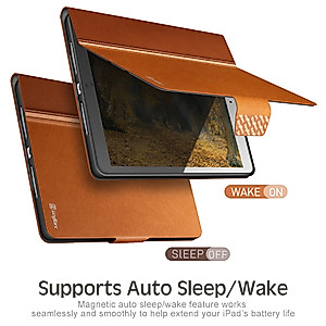 KingBlanc Case for iPad Air (3rd Generation) 10.5" 2019 / iPad Pro 10.5 inch 2017 Case with Apple Pencil Holder, Vegan Leather Smart Cover, Auto Sleep/Wake, Multi-Angle Folding, Brown