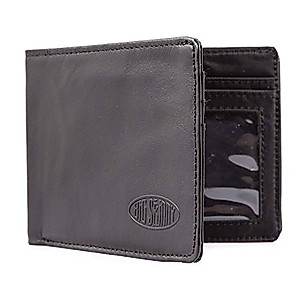 Big Skinny Men's Slimline Leather Bi-Fold Slim Wallet, Holds Up to 25 Cards, One Size, Black