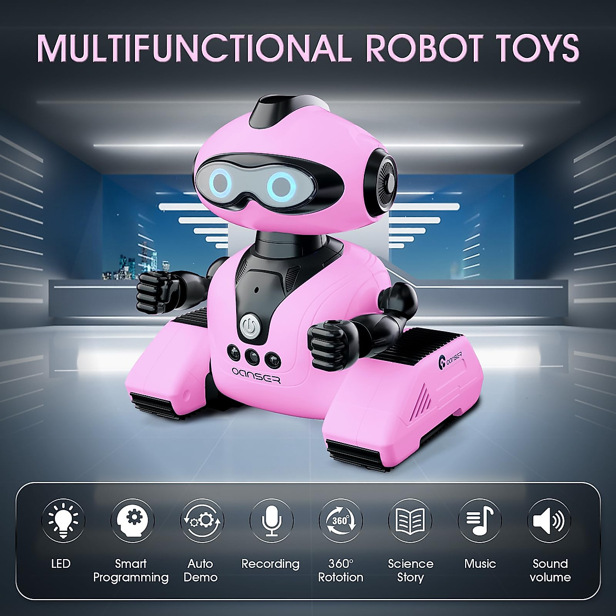 Winthai Robots Toys for Kids, 2.4Ghz Remote Control Robot Toys with Music and LED Eyes for Boys/Girls, RC Toys Gift for 3-12 Year Toddler Children Teen for Birthday Valentines Day Gifts (Pink)