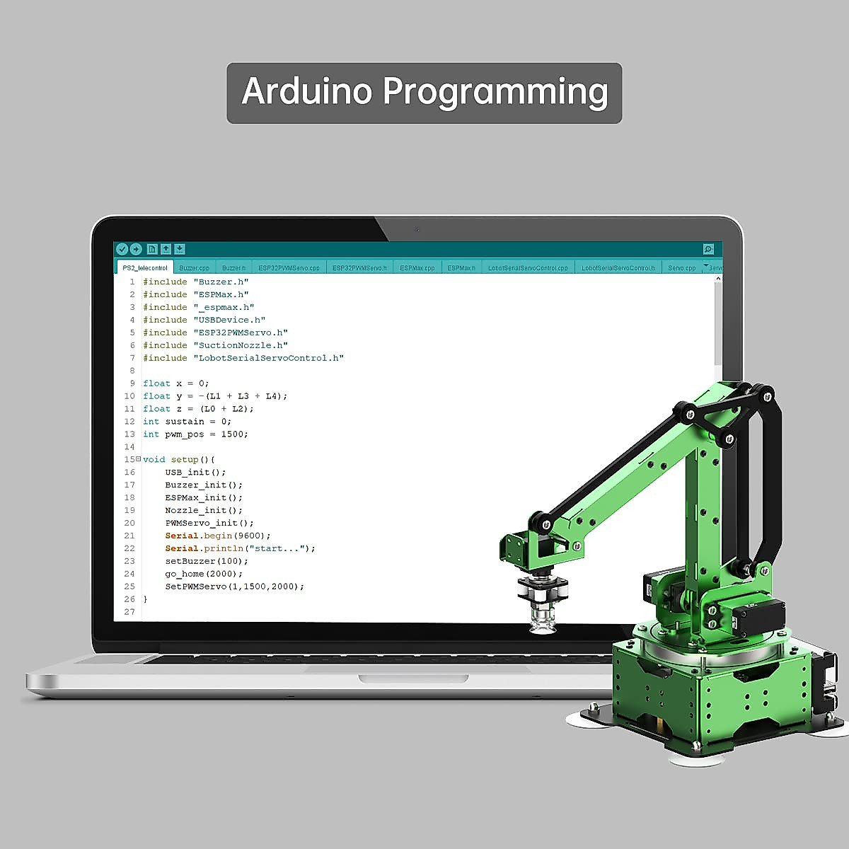 Robotic Arm Kit, MaxArm by ESP32 Open Source Smart Robot Arm with Bus Servo, Suction Nozzle, Wireless Contorll, Support Python & Arduino Programming STEM Science Education (Assembled)