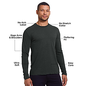 True Classic Mens Long Sleeve Thermal Tee Shirts - Crew Neck Long Sleeve Thermal T Shirt - Regular, Pack of 1, Charcoal Heather Gray, XXL