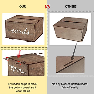JackMa Easy DIY Assembling Rustic Wooden Card Box for Wedding Gifts & Greeting Cards, Bridal Shower, Baby shower Graduation Party, Gift Card Holder with Lid and Slot