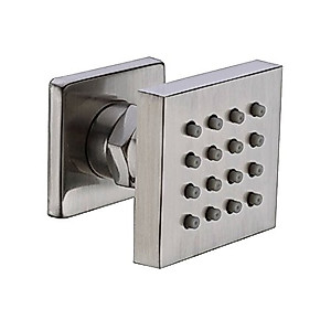 Solid Brass Body Spray Shower Jet Adjustable Massage Spa Side Sprayer Wall Mounted Shower Set, Square Brushed Nickel Finish