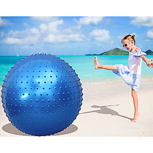 Large Sensory Massage Ball for Kids, 33.5" 85CM Bouncy Exercise Ball for Toddlers, Big Inflatable Ball with Tactile Spikes, Outdoor Ball Pool Ball Yoga Ball, Large Beach Ball (1 SET BLUE BALL)