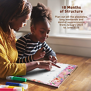 S&O Watercolor Floral Wall Calendar from Jan 2023-Jun 2024 - Tear-Off Monthly Calendar - 18 Month Academic Wall Calendar 2023-2024 - Hanging Calendar to Track for Anniversaries & Appointments - 10.5x13.5”in