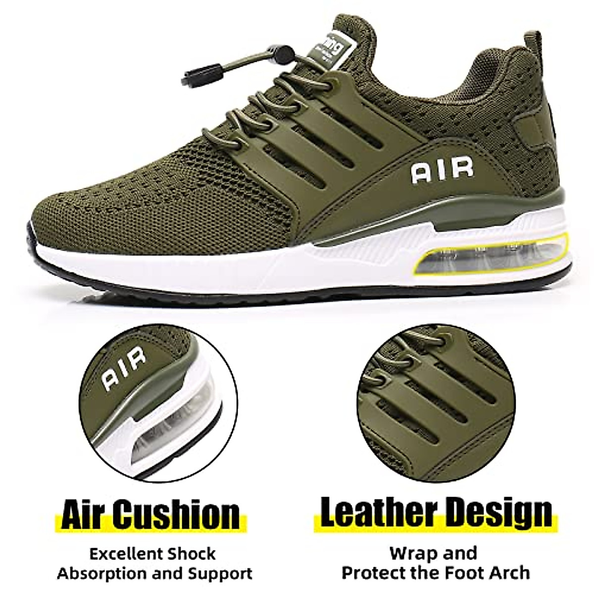FINOTAR Men Running Shoes Lightweight Breathable Fashion Sneakers Air Mens Walking Shoes Tennis Jogging Gym Travel Outdoor Sports Shoes Green 6.5