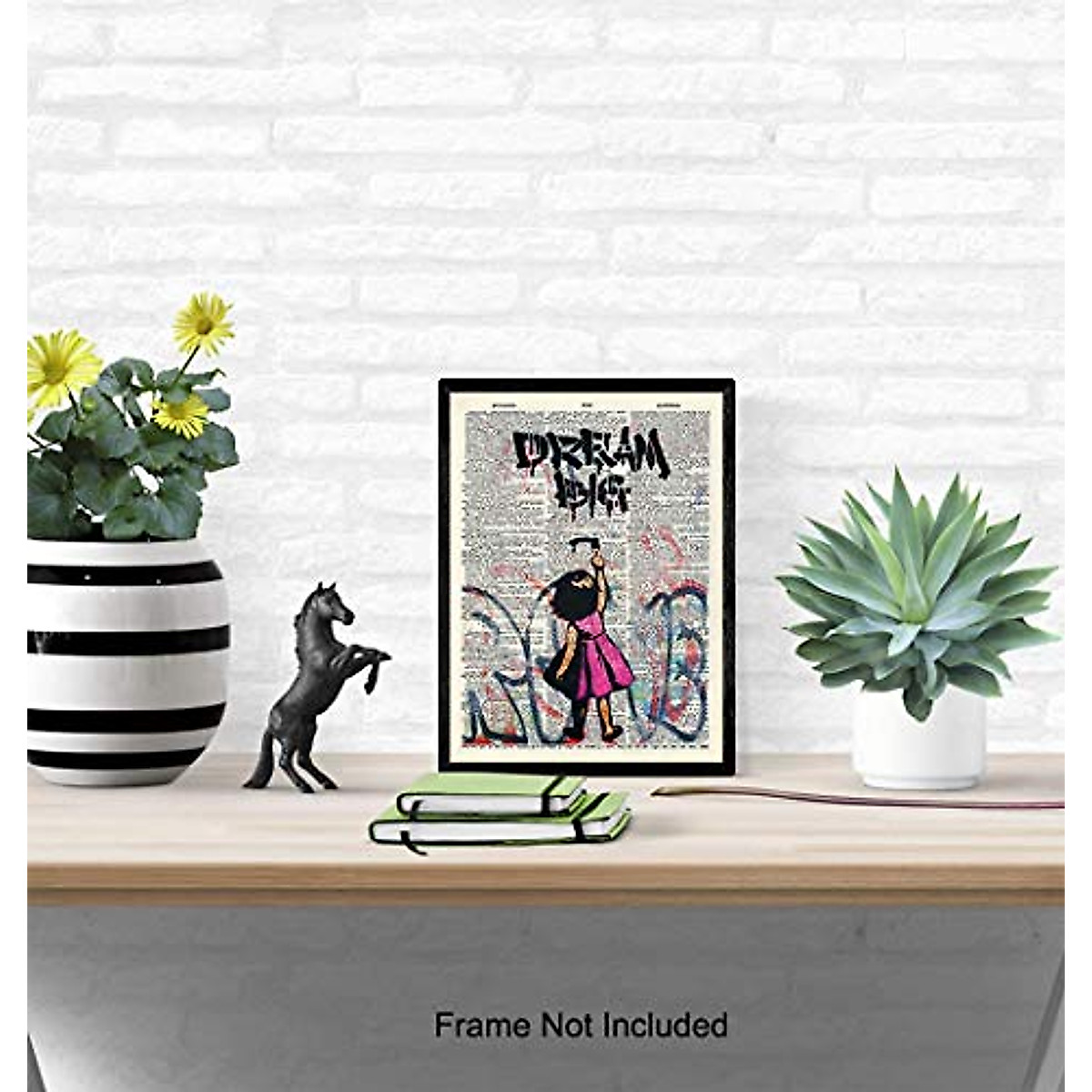Motivational Graffiti Dictionary Art for Room Decorations, Home, Apartment or Office Decor - Upcycled Wall Art Poster Print Photo - Unique Modern Street Art and Gift for Women Entrepreneurs