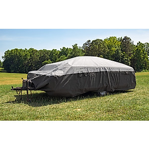 Camco ULTRAGuard 8-10-Ft Pop-Up Camper/RV Cover - Features Covered Air Vents & Cinching Straps - Crafted of Spunbond Polypropylene - Includes Storage Bag for RV Storage and Organization (45761)