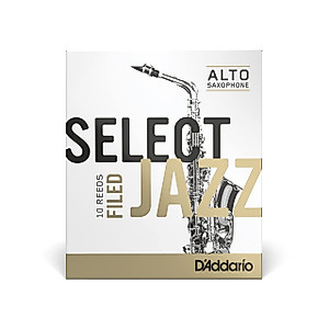 D'Addario Woodwinds Select Jazz Alto Sax Reeds, Filed, Strength 3 Soft, 10-pack