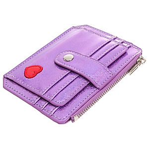 TENDYCOCO Money Clip with ID Window Hologram Card Holder Slim Coin Wallet for Women Girls
