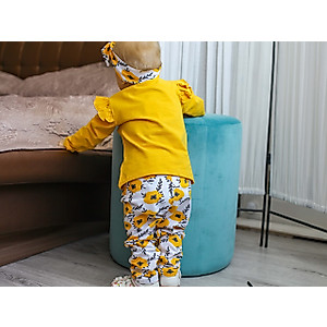 3Pcs Baby Girl Clothes Little Miss Sassy Pants Long Sleeve Letter Tops Flowers Pants and Headband Outfit Set (18-24 Months)