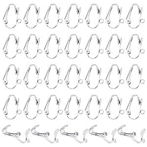 UNICRAFTALE 50Pcs Clip-on Earrings Findings Stainless Steel Clip-on Earring Non-Piercing Earrings Ear Clip Earring DIY Clip-on Earrings for Jewelry Making 16mm