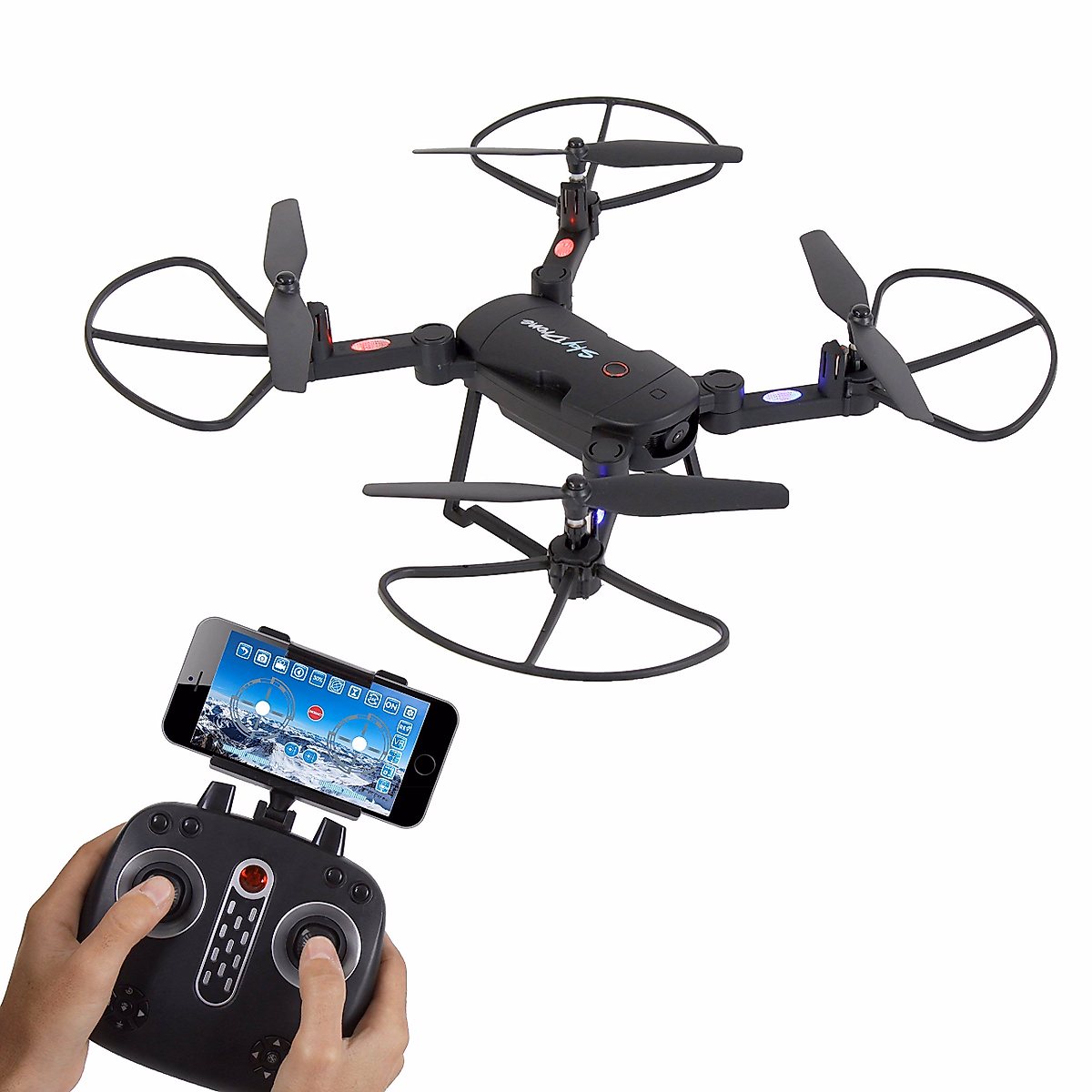 SereneLife SLRD18 Wifi FPV Foldable Drone with HD Camera and live Video. Headless Mode Quadcopter, Altitude Hold, 1-Key Takeoff/Landing, Custom Route Mode, 13 Min Long Flight Time