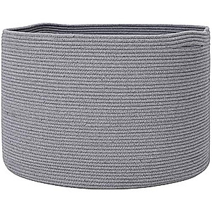 24" x 24" x 17" Max Size Large Cotton Rope Basket, Extra Large Storage Basket, Woven Laundry Hamper, Cloth Storage Bin, for Blankets Clothes Towels Pillows in Living Room, Full Grey