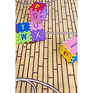 Furnish my Place 695 Basketball Blue Kid Play Area Rug for Bathroom, Playroom & Kindergarten Classroom, Basketball Court, Blue (3'3"x5')