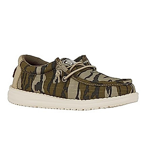 Hey Dude Boy's Wally Mossy Oak Original Botttomland T Camo Size 5 | Youth's Shoes | Youth Slip-on Loafers | Comfortable & Light-Weight