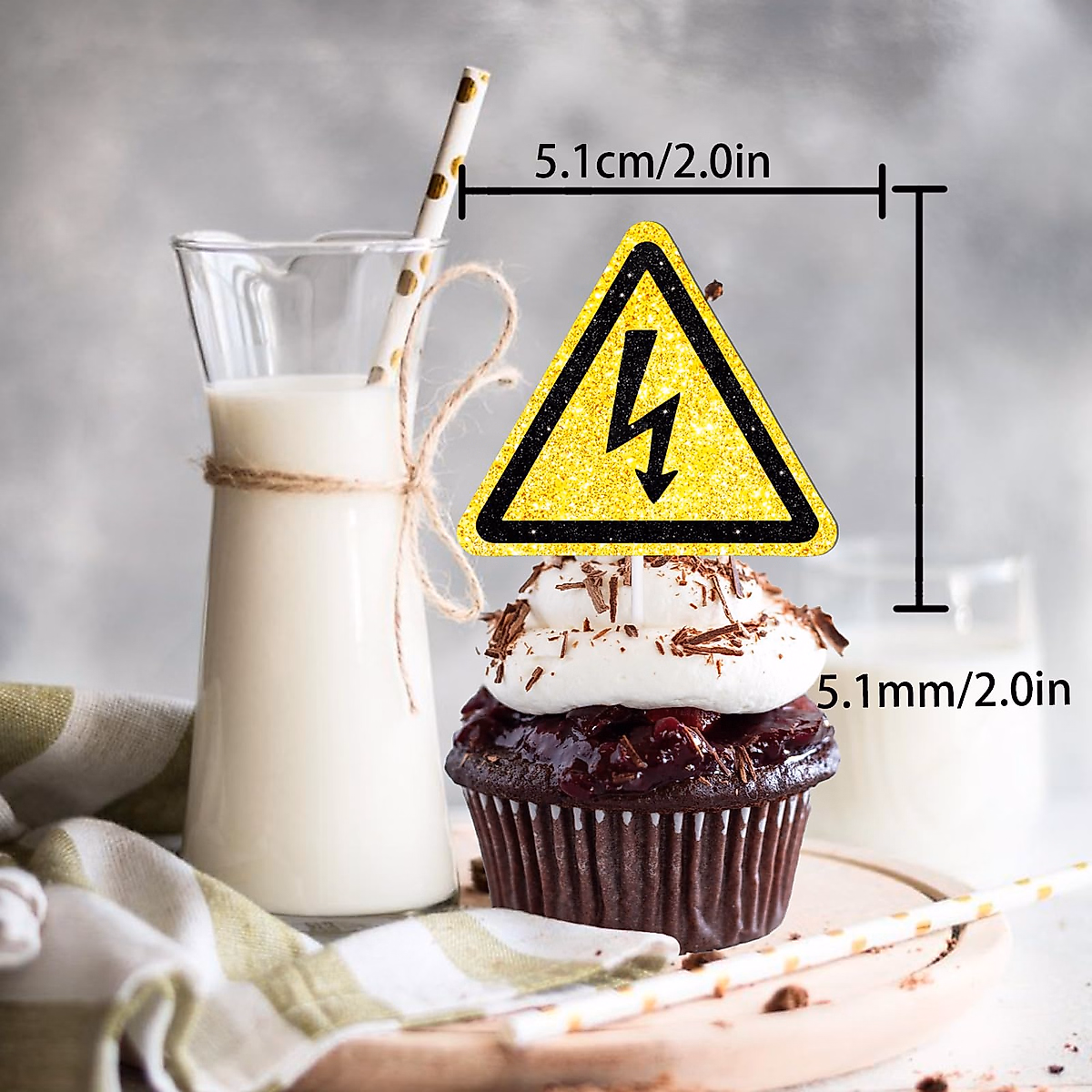 18pcs Gold Glitter Tools Dessert Cupcake Topper Power Electrician Lineman Theme Decor Supplies Boy Man Happy Birthday Party Decorations