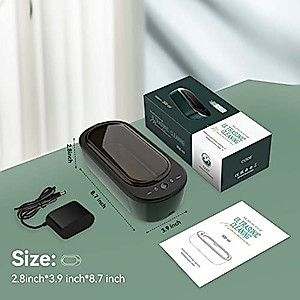 Aparatoo Jewelry Cleaner, 45kHz Ultrasonic Cleaning Machine with 4 Time Modes, Portable Professional Household Cleaner for All Eyeglasses Watches Shaver, BLACK GREEN