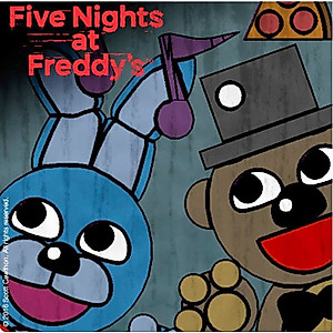 Five Night at Freddy Party Supplies Pack Serves 16: 9inch Plates and Luncheon Napkins with Birthday Candles (Bundle for 16) Black Red Multi Color