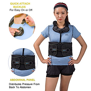 TLSO Thoracic Full Back Brace - Universal Treat Kyphosis, Compression Fractures, Osteoporosis, Upper Spine Injuries, and Pre or Post Surgery with Hard Lumbar Support for Men and Women (Size L)
