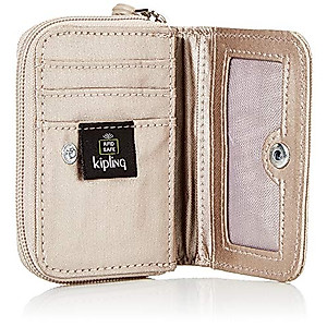 Kipling Women's Tops Wallet, Compact, Practical, Nylon Travel Card Holder, Metallic Glow