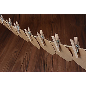 COOLAKE Clothes Pins Wooden 1.38 Inch 100 Pack Mini Photo Paper Peg Pin Clips with Jute Twine 100 Feet for Pictures Strings Clothes Pins Art Craft Photo Hanging