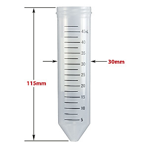 Globe Scientific 6289 Polypropylene Centrifuge Tube with Attached Blue Flat Top Screw Cap, Sterile, Printed Graduation, Rack Pack, 50mL Capacity (Case of 500)