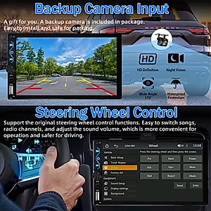 Leadfan Double Din Car Stereo with Apple Carplay and Android Auto,7 Inch Full HD Touchscreen Car Radio Bluetooth, Car Stereo with Backup Camera,Support Mirror Link,Steering Wheel，USB/AUX/Subwoofer