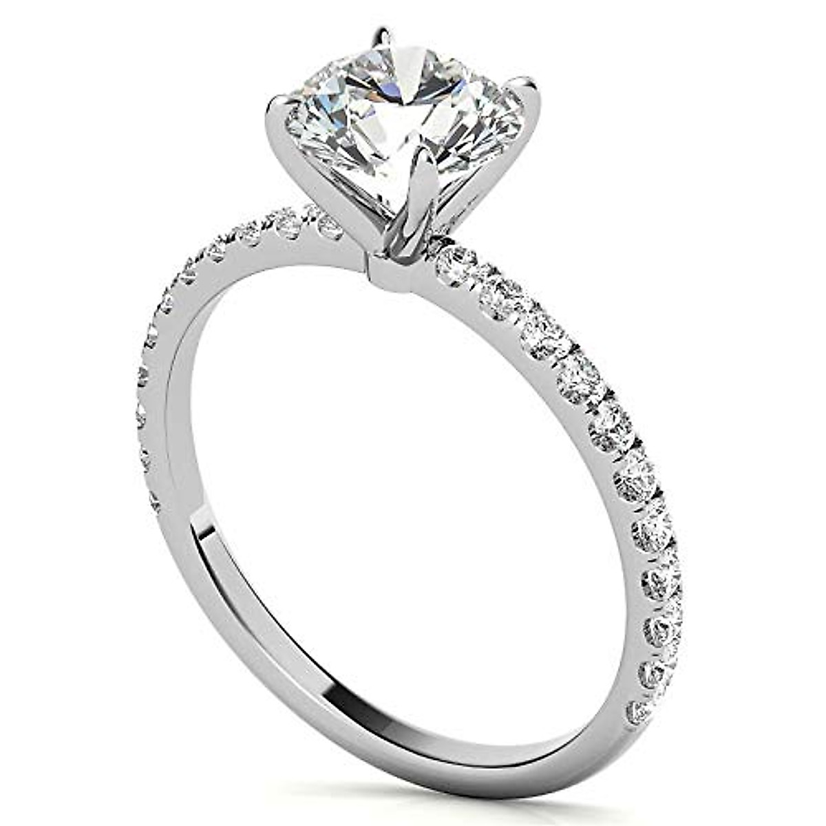 10K Solid White Gold Handmade Engagement Ring 2.00 CT Round Cut Moissanite Diamond Solitaire Wedding/Bridal Rings Set for Women/Her, Amazing Ring Gift for Her