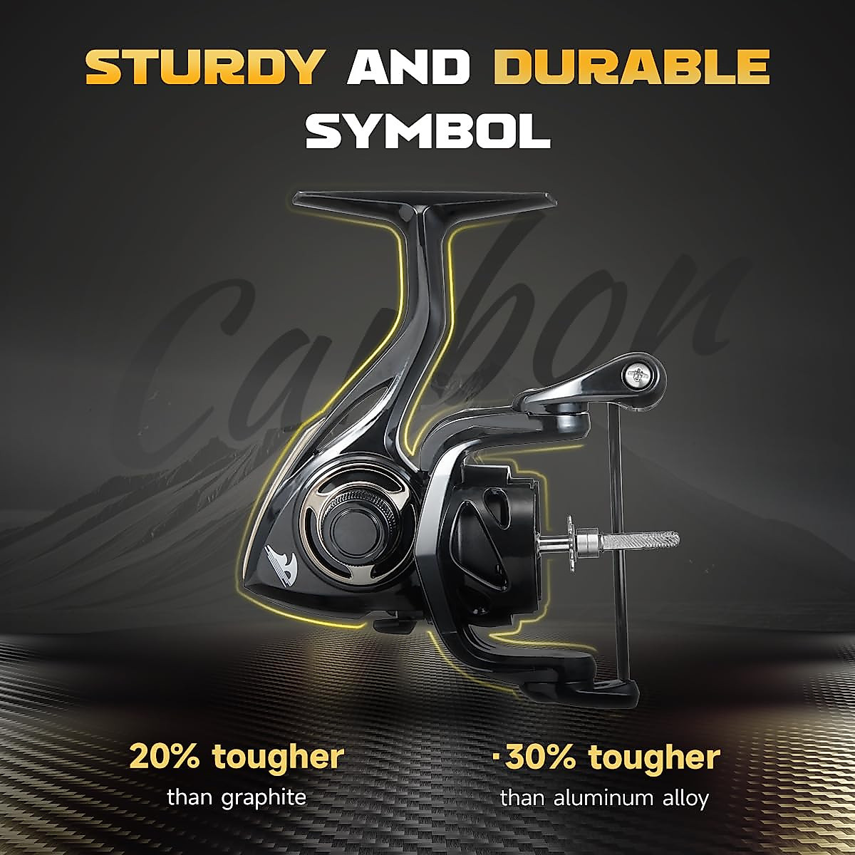 Divmystery Spinning Reel with Light & Tough Graphite Body and Rotor - Standard Series, 9+1 BB, 6.2:1 High-Speed Gear Ratio - CNC Aluminum Spool & Handle Fishing Reels for Freshwater