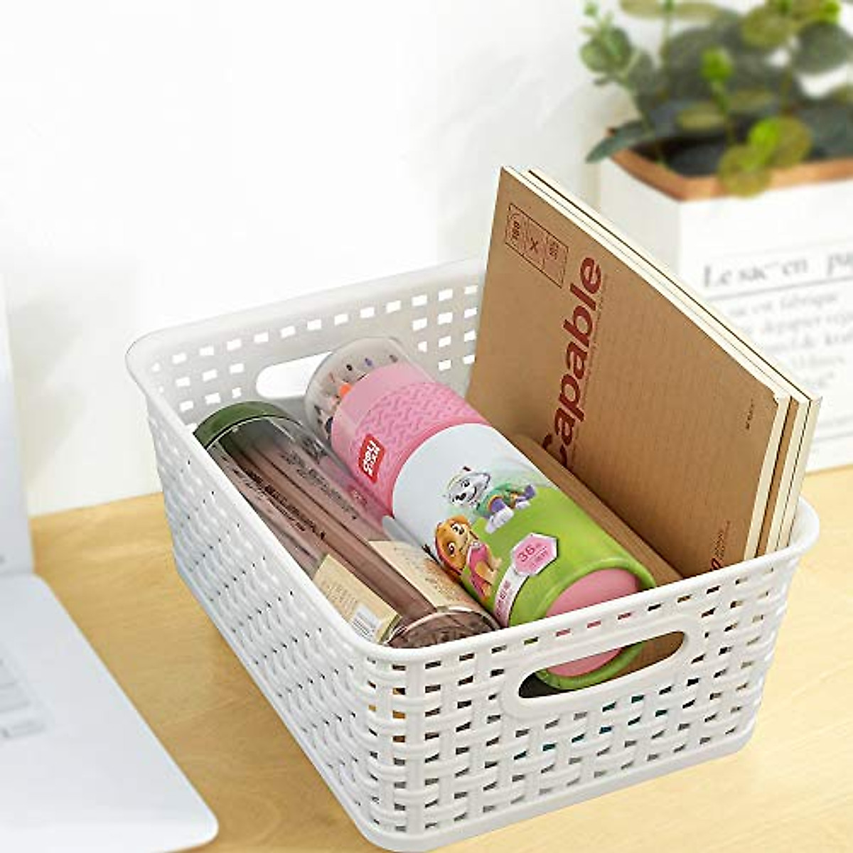 Vababa Plastic Storage Baskets/Storage Bins, Pack for 6