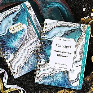 2021-2022 Planner - Academic Planner 2021-2022 from July 2021 - June 2022, 6.4"x 8.5", Flexible Cover Planner with Elastic Closure, Coated Tabs, Inner Pocket