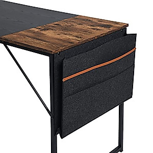 Homy Casa Inc Dembe KD 140CM Fabric Computer Desk, Writing Table, Black, Brown, 55 inch
