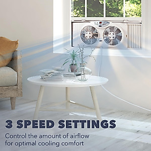 Bionaire Window Fan with Twin 8.5-Inch Reversible Airflow Blades and Remote Control, White