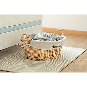Vintiquewise Willow Laundry Hamper Basket with Liner and Side Handles