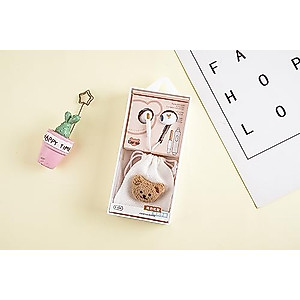 QearFun Bear Earbuds for Kids, Kawakii Wired Earbud & in-Ear Headphones Gift for School Girls and Boys with Microphone and Lovely Earphones Storage Bag（White）