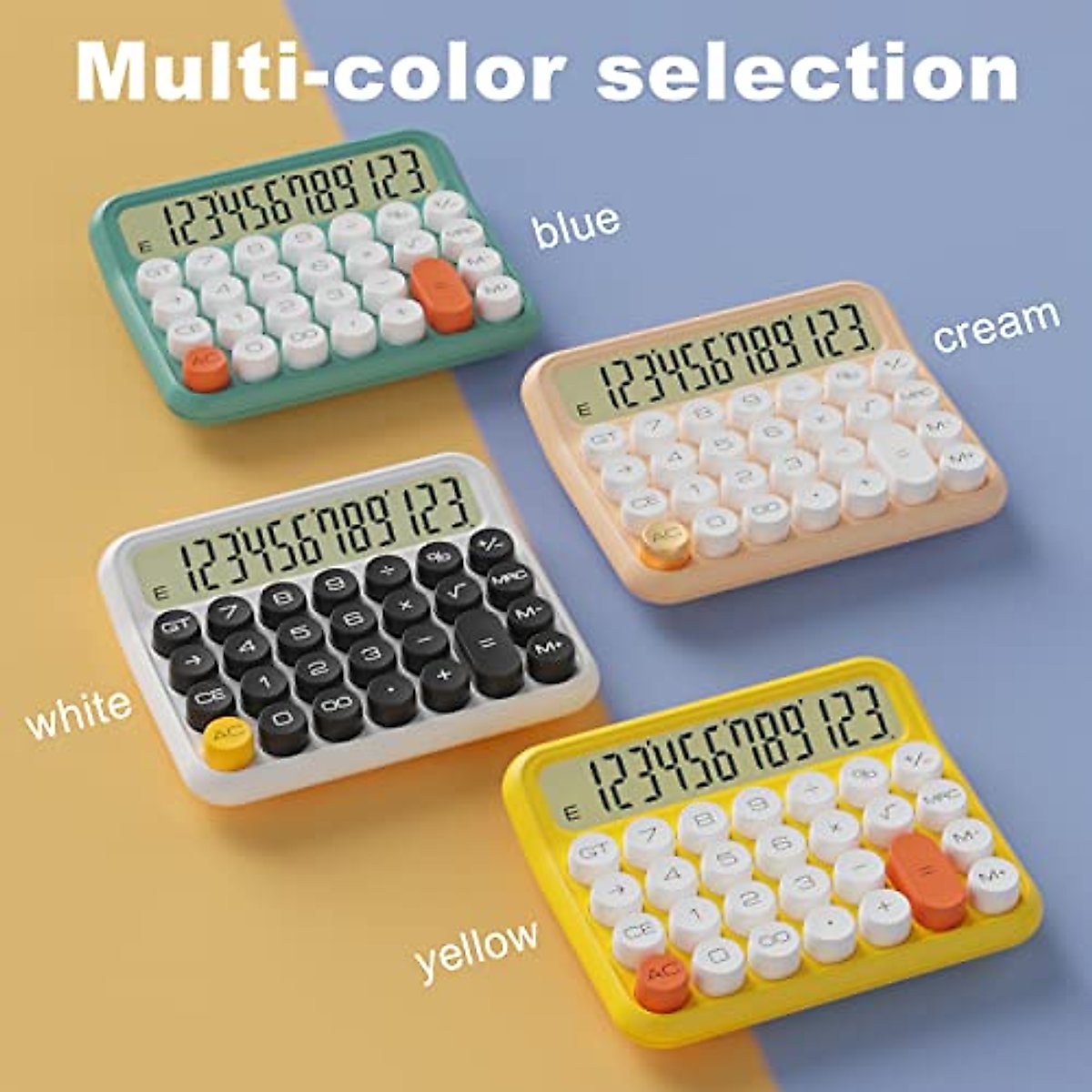 Mechanical Calculator 12 Digit Extra Large 5-Inch LCD Display, DECKLIT Battery Desk Calculator, Big Buttons Easy to Press Use as Office Calculators Desktop, 15°Tilt Screen for Kids Calculator(Green)