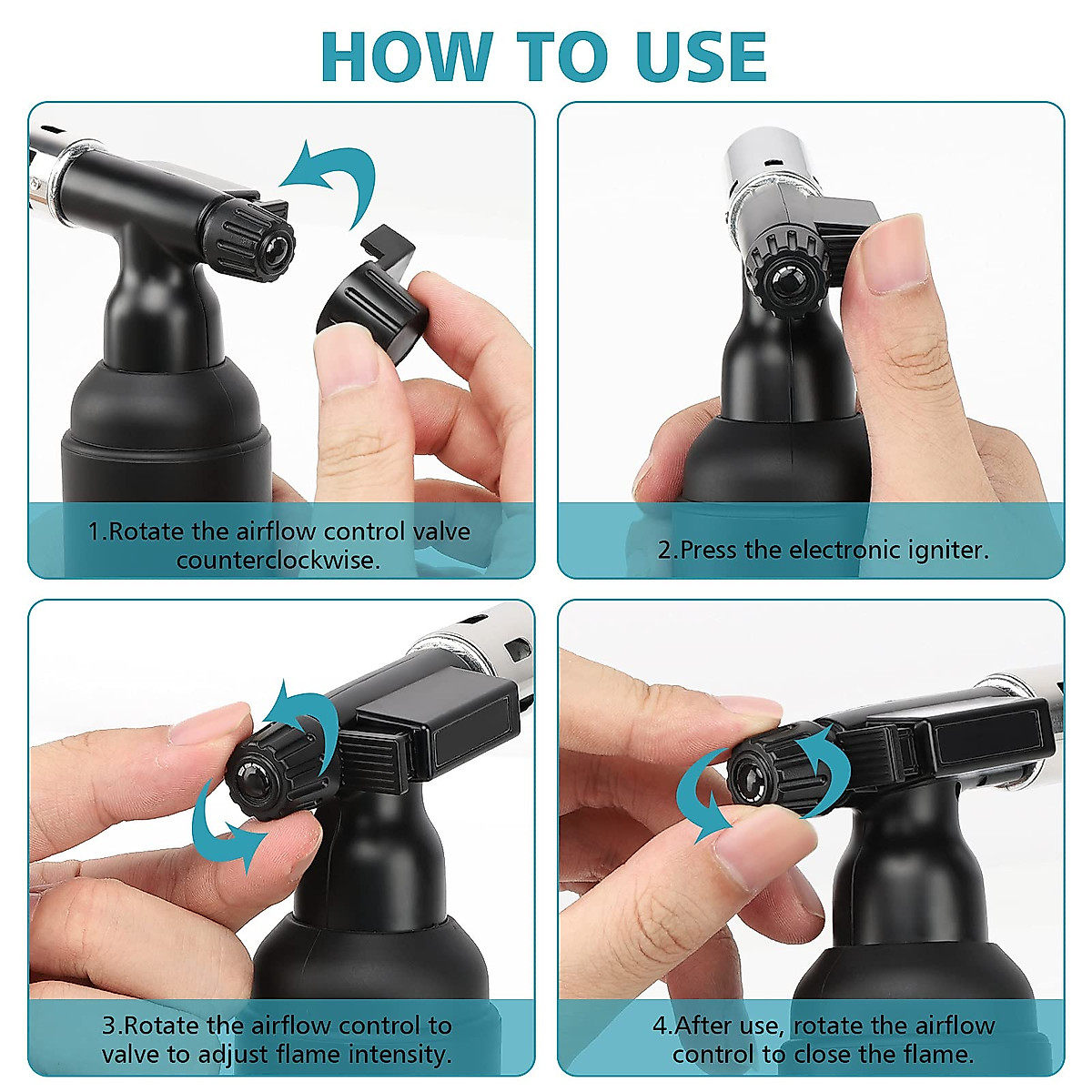 S.Y. Butane Torch, Refillable Professional Industrial Kitchen Blow Torch Lighter Fit All Butane Tanks with Reverse Use for Soldering, Welding, Crafts, BBQ, Baking, Camping (Butane Gas Not Included)