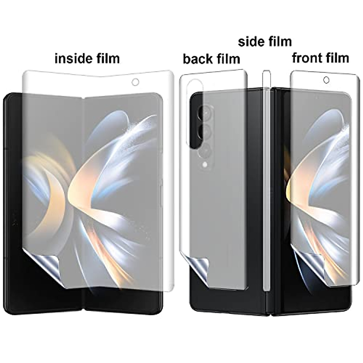 (2 Sets 8 PCS) Screen Protector Designed for Samsung Galaxy Z Fold 4, 2 PCS Front Matte Screen Protector and 2 PCS Inside Screen Protector with 2 PCS Back Film with 2 PCS Side Soft Film Suit for Galaxy Z Fold 4 5G Full Covered Anti-Glare