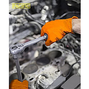 PACIFIC PPE Strength Nitrile Industrial Orange Gloves, 8 Mil, Diamond Texture Disposable Heavy-Duty, Powder Free, Large, 100 Count