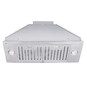 KOBE INX2730SQB-700-2 Brillia 30-inch Built-in/ Insert Range Hood, 3-Speed, 550 CFM, LED Lights, Baffle Filters, Stainless Steel