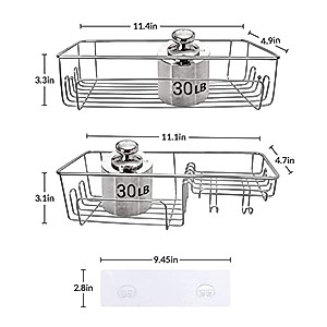 Mungsiii 2 Pack Shower Racks for Inside Shower,No Rust Adhesive Stainless Steel Shower Caddy,Soap,Razor and Shampoo Holder for Bathroom Shower Organizer