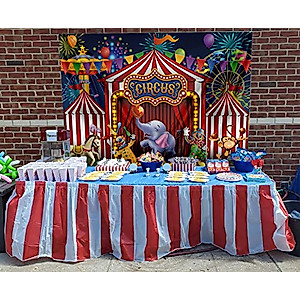 GYA Red Circus Backdrop Amusement Park Tents Stratus Playground Carnival Carousel Kids Boy Girl 1st First one Birthday Party Background Photo Baby Shower, 7x5FT(width 210cm x Height 150cm)