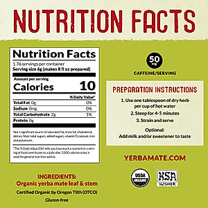 ECOTEAS - Organic Yerba Mate Loose Tea Traditional Cut - 1 Lb - Detox Tea -Yerba Mate Tea - Hi Caf Tea - Yerba Mate Energy Burst - Ecoteas Yerba Mate