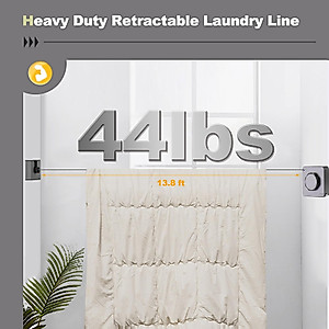 LeeQinersw Retractable Clothesline Indoor - Heavy Duty Retractable Laundry Line Clothes Line Retracting Indoor Outdoor Wall Mounted Stainless Clothes Drying Anti-Droop Design 13.8 Feet