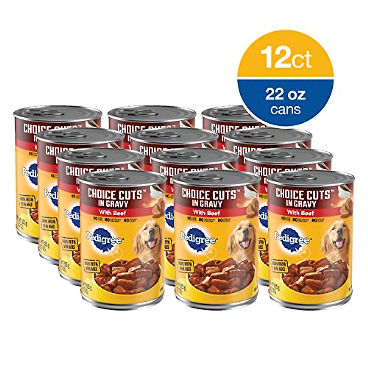 PEDIGREE CHOICE CUTS in Gravy Adult Canned Wet Dog Food with Beef, (12) 22 oz. Cans