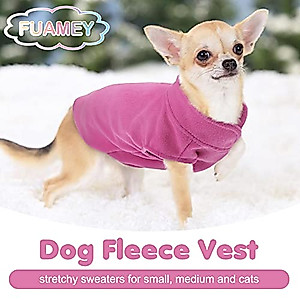 FUAMEY Dog Fleece Vest,Warm Sweatshirt Puppy Stretchy Sweater Pullover Dog Turtleneck Coat Dog Winter Jacket with Leash Hole,Doggie Dachshund Sweaters Yorkie Clothes for Small Medium Dogs Pink S