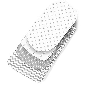 Bassinet Bed Sheets – Bassinet Fitted Sheets 4 Pack – 100% Jersey Knit Cotton Cradle Sheets – Bassinet Bedding for Standard Size Oval or Rectangular Bassinet Pads – Bassinet Sheet for Boy & Girl