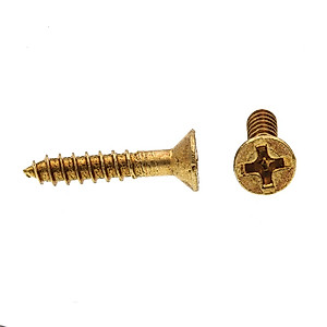 Prime-Line 9034615 Wood Screw, Flat Head Phillips, #6 X 3/4 in, Solid Brass, Pack of 25